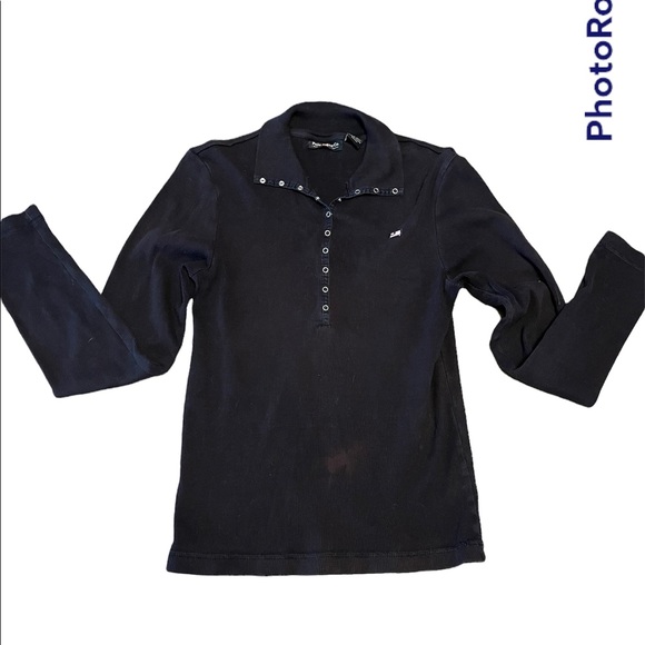 Polo Ralph Lauren | Tops | Vintage Black Ribbed Snap Button Polo Jeans ...